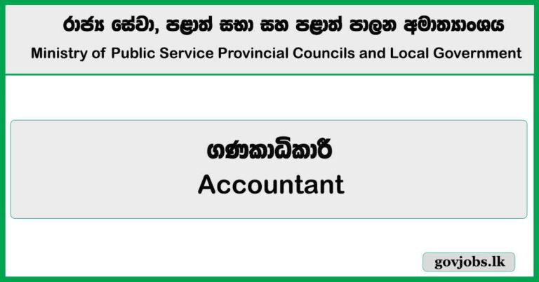 Accountant - Ministry of Public Service Provincial Councils and Local ...