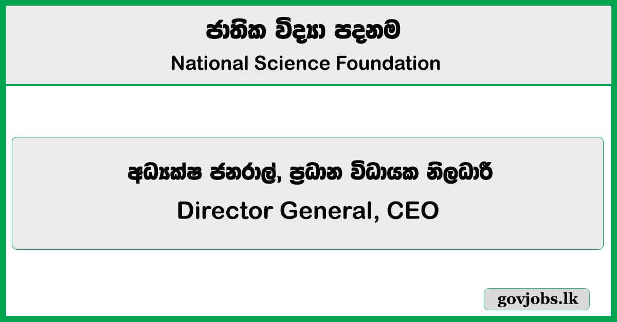 Director General, CEO – National Science Foundation Job Vacancies 2025 ...