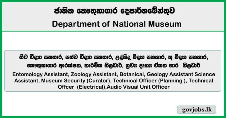 Technical Officer & More Vacancies 2025 – Department of National Museum ...